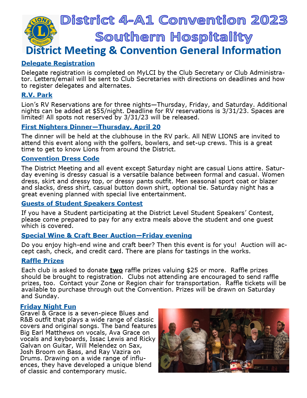 Convention and District Meetings – District 4-A1 Lions